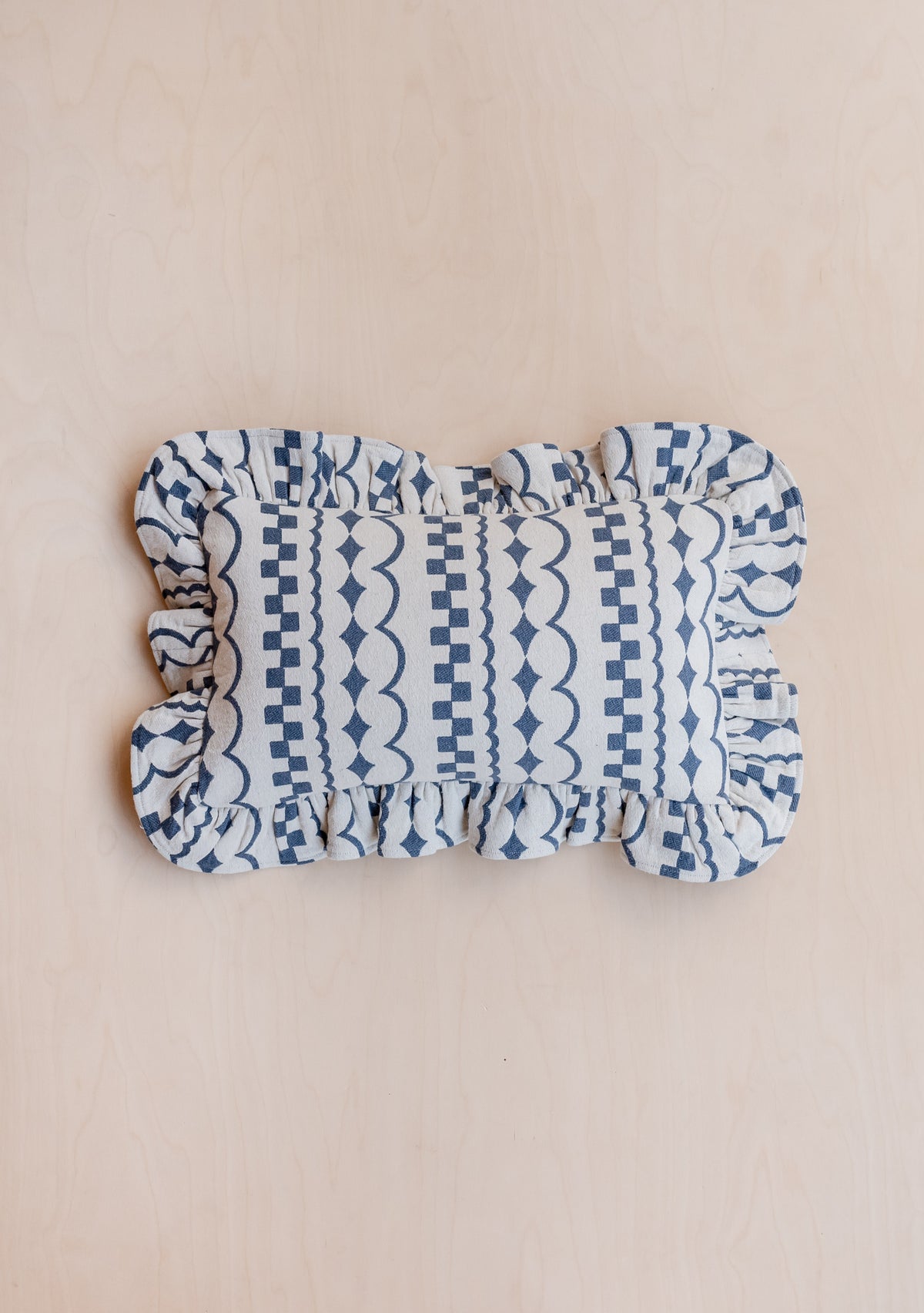 Cotton Cushion Cover in Navy Ruffle – TBCo