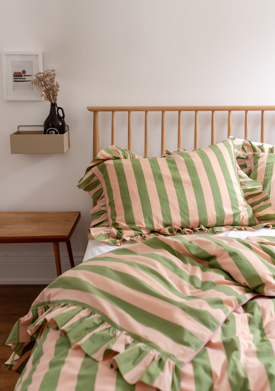 Cotton Duvet Cover in Green Stripe – TBCo