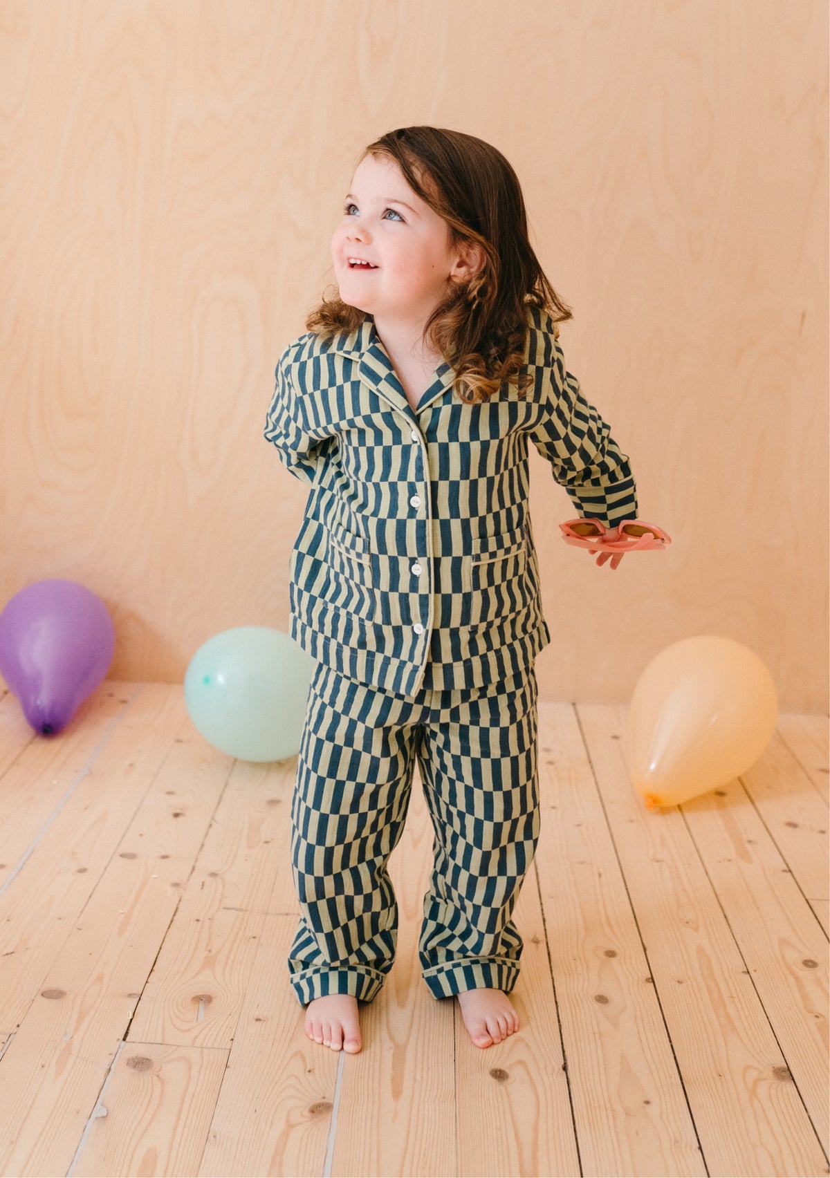 Cotton Kids Pyjamas in Green Checkerboard – TBCo