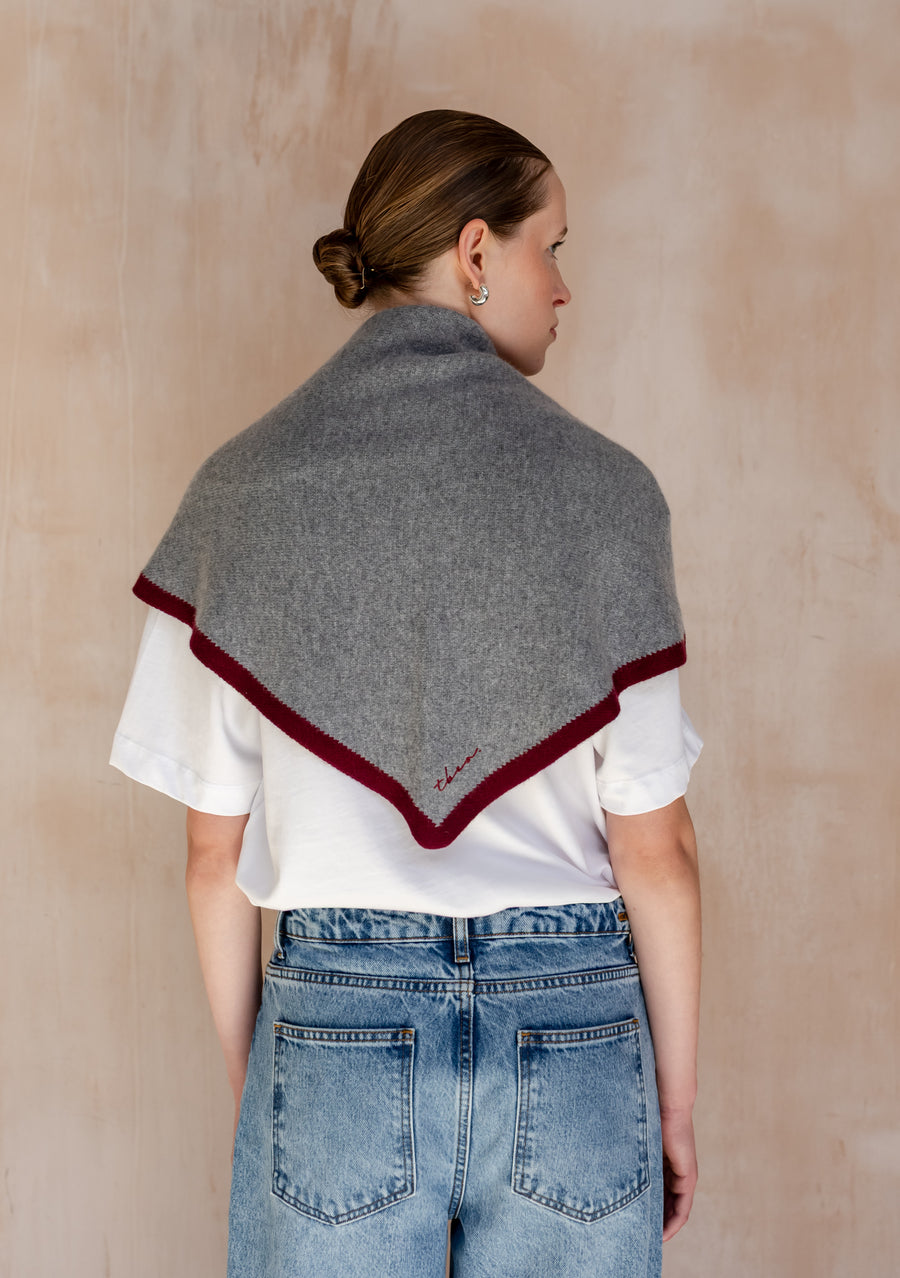 Large Merino Wool Triangle Scarf in Charcoal & Burgundy – TBCo