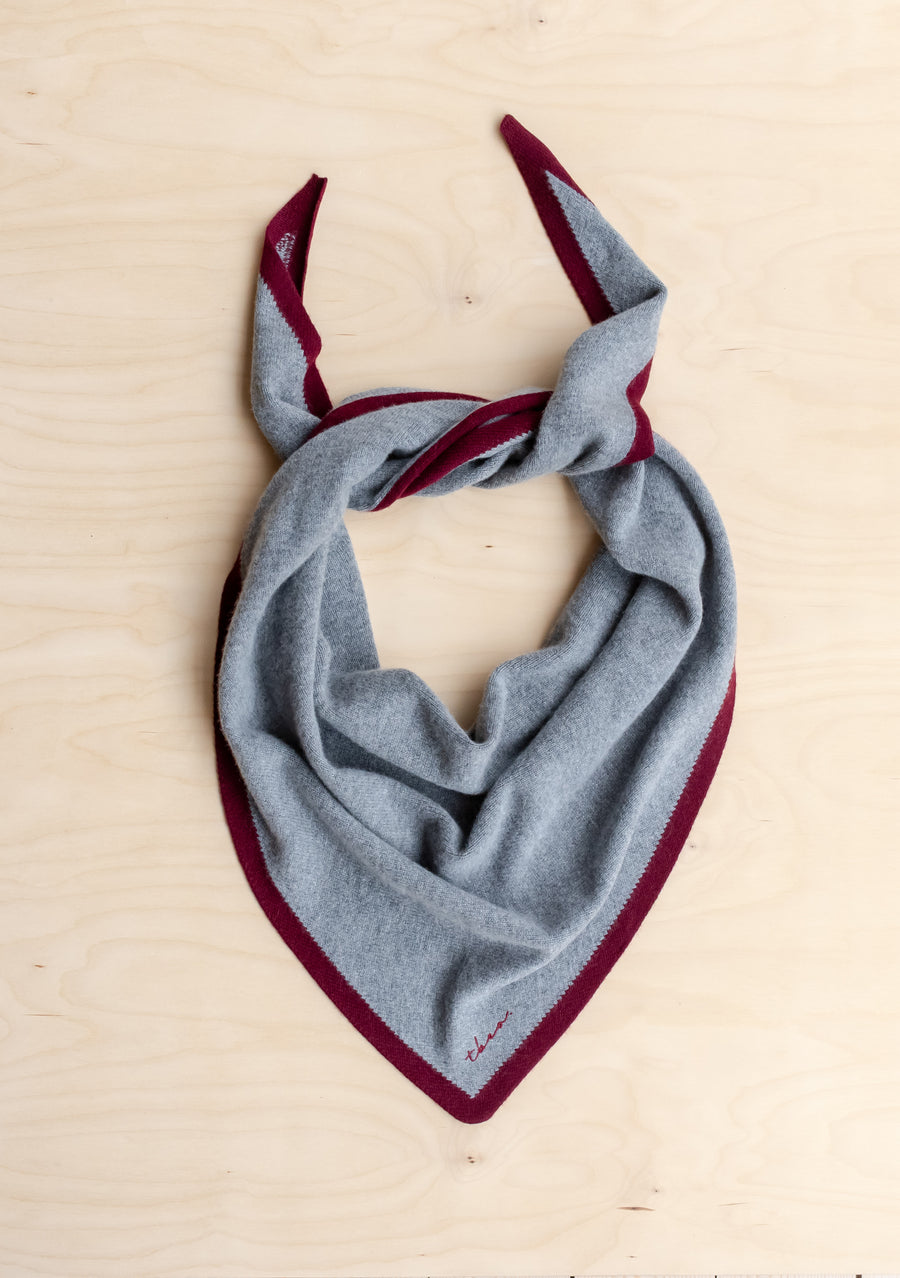 Large Merino Wool Triangle Scarf in Charcoal & Burgundy – TBCo