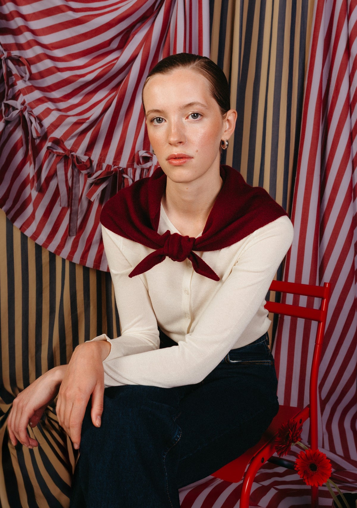 Merino Wool Triangle Scarf in Burgundy – TBCo
