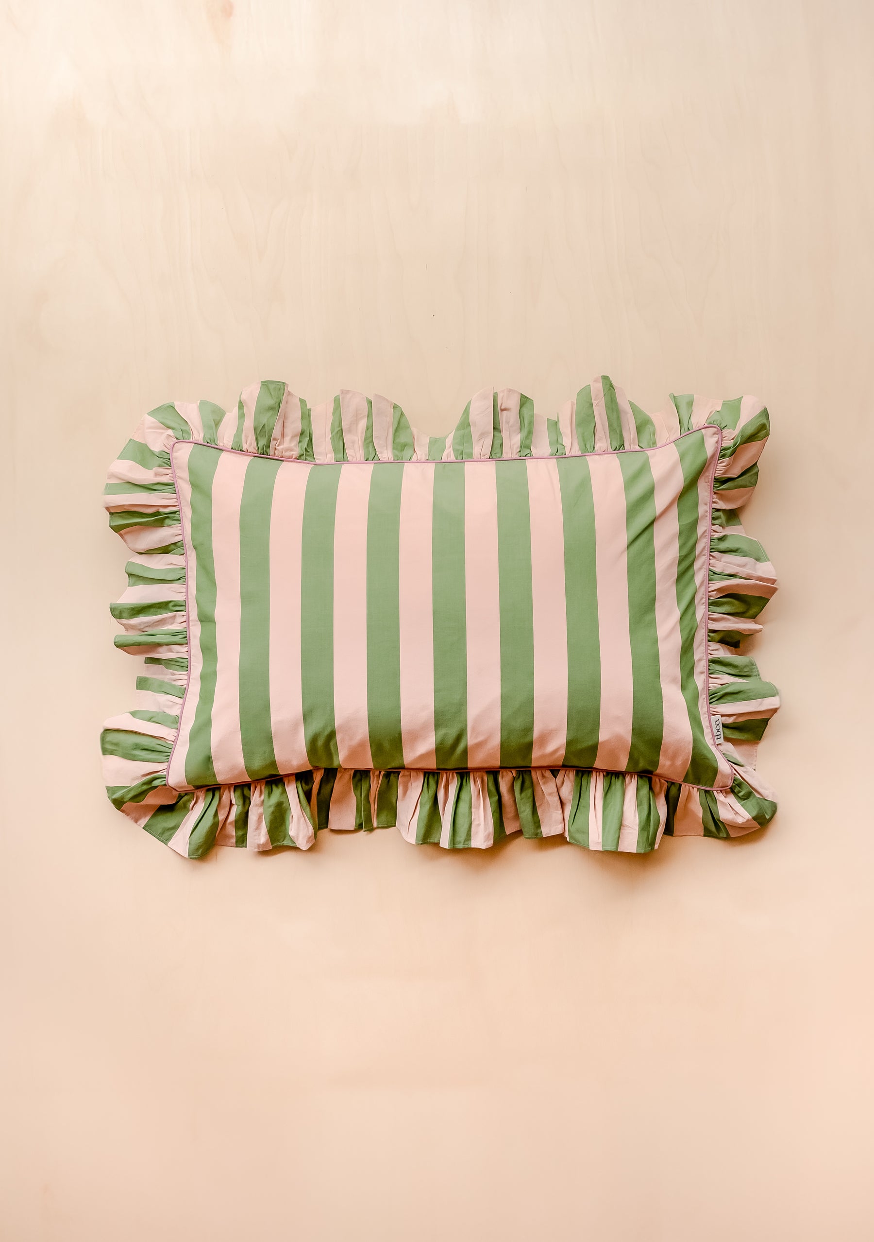 Pair of Cotton Pillowcases in Green Stripe – TBCo