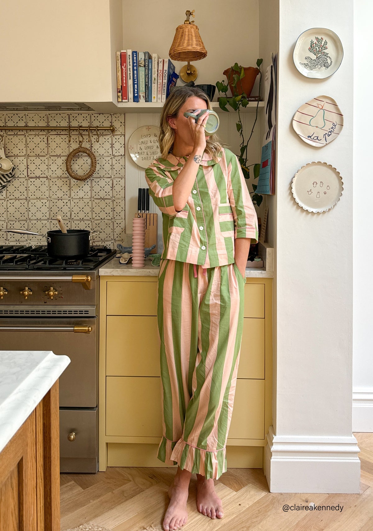 Cotton Pajamas in Green Stripe – TBCo