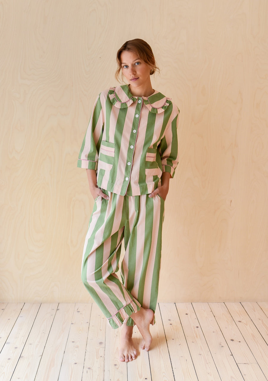 Cotton Pajamas in Green Stripe – TBCo