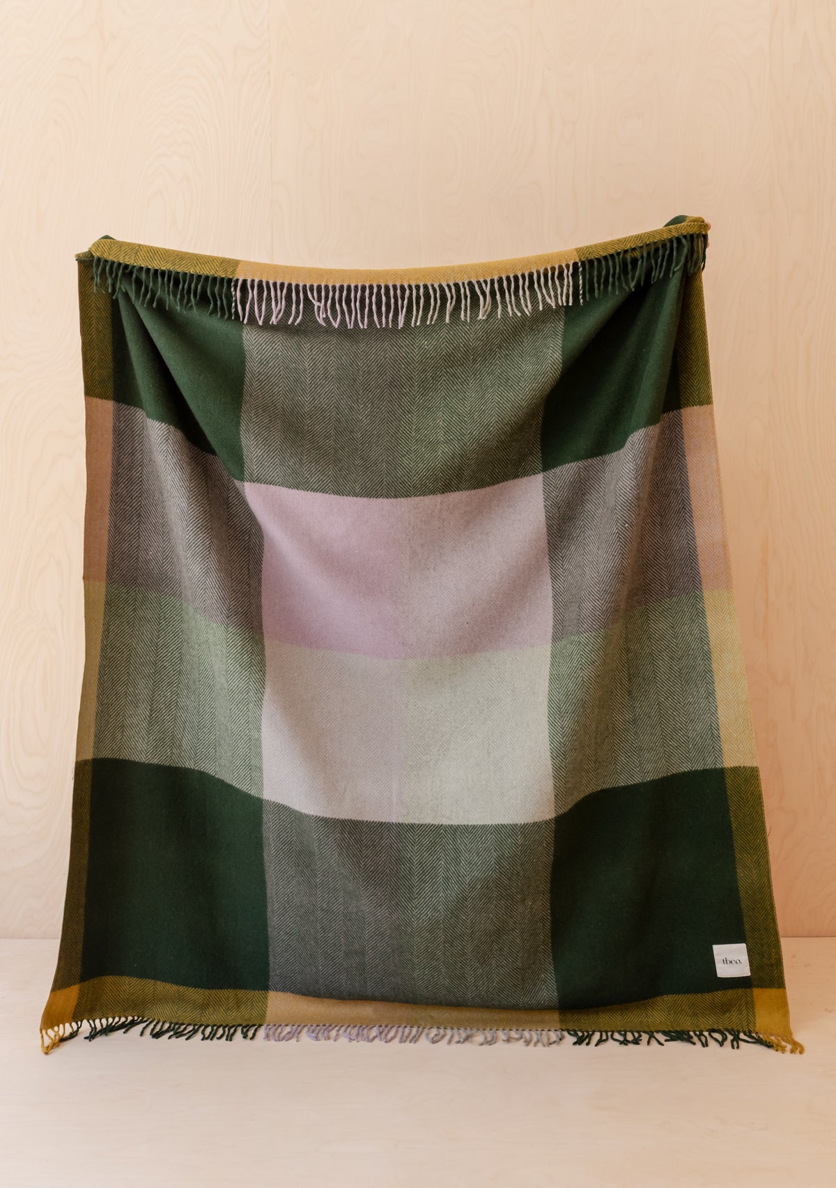TBCo Recycled Wool Blanket in Green Frame Check