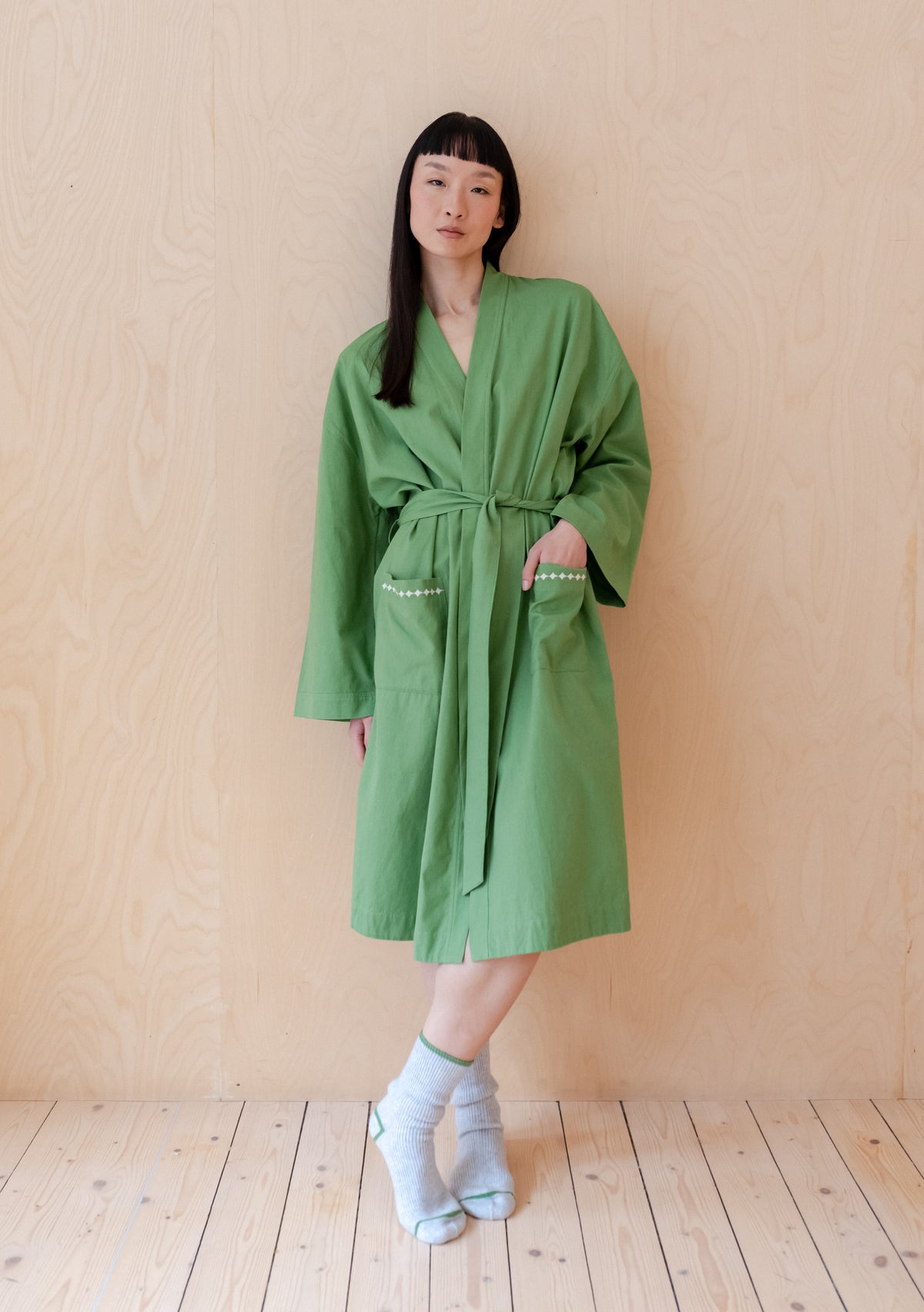 Cotton & Linen Robe in Green – TBCo